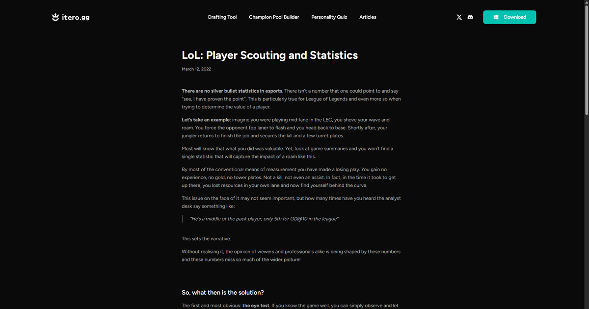 LoL: Player Scouting and Statistics | iTero - League of Legends AI Coach