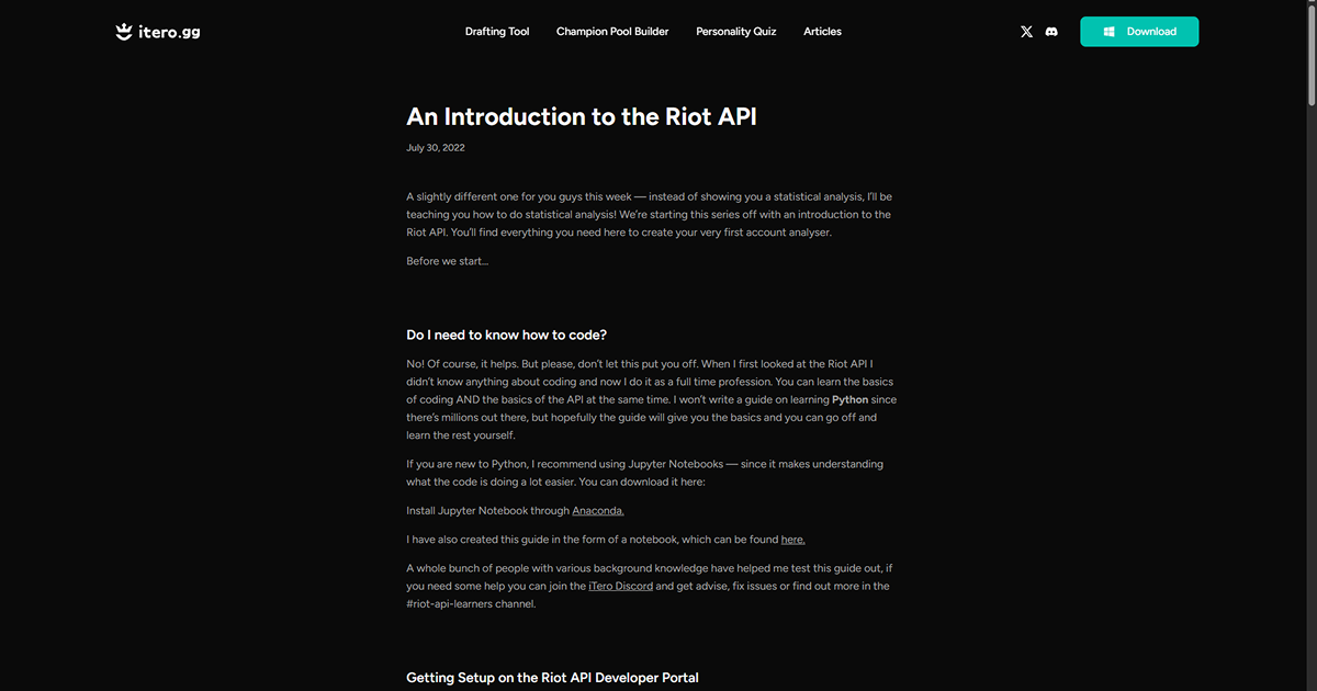 An Introduction to the Riot API | iTero - League of Legends AI Coach